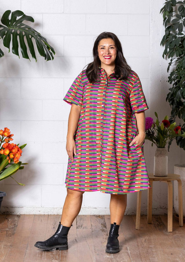 A Line Cotton Shirt Dress with pockets | Designed and Made in NZ – Two ...